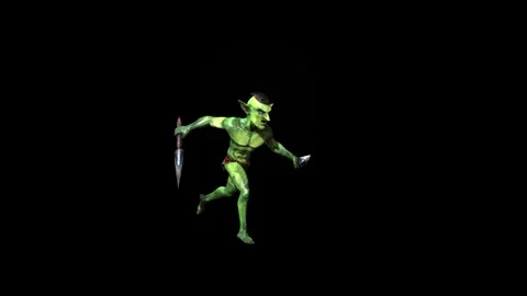 Goblin run animation 3D rendering on bla... | Stock Video | Pond5