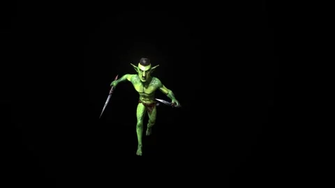 Goblin run animation 3D rendering on bl... | Stock Video | Pond5