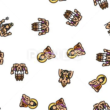 God indian hindu lord krishna vector seamless pattern Illustration ...