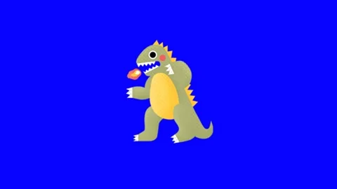 godzilla animation on blue screen | Stock Video | Pond5