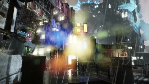 Godzilla comes to Town, Rain, Monster 3D... | Stock Video | Pond5