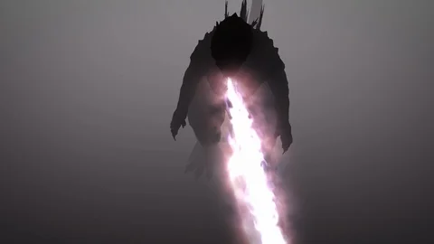 Godzilla with fire stuff. Fire-breathing... | Stock Video | Pond5