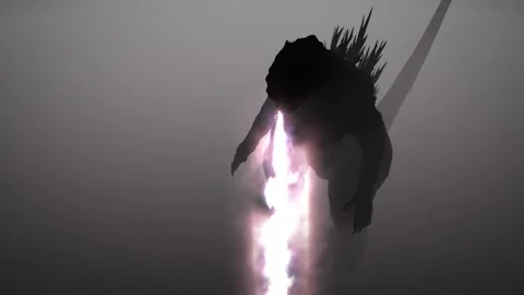 Godzilla with fire stuff. Fire-breathing... | Stock Video | Pond5