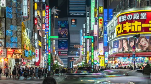 Godzilla Road at Night in Kabukicho, Shi... | Stock Video | Pond5