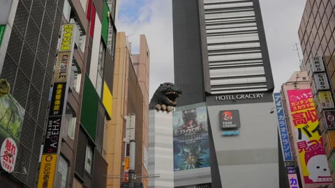 godzilla on top of building | Stock Video | Pond5