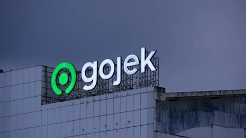 Gojek logo signage on office building lo... | Stock Video | Pond5