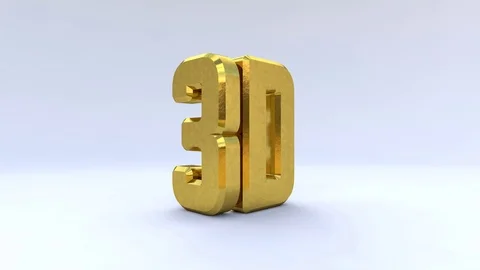 Gold 3D logo isolated on white backgroun... | Stock Video | Pond5