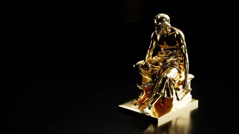a gold ancient Greek statue of a philoso... | Stock Video | Pond5