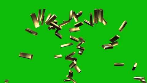 Gold bars jack pot, thrown up and fallin... | Stock Video | Pond5