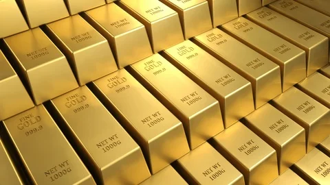 Gold bars moving 3d background loop v2 | Stock Video | Pond5