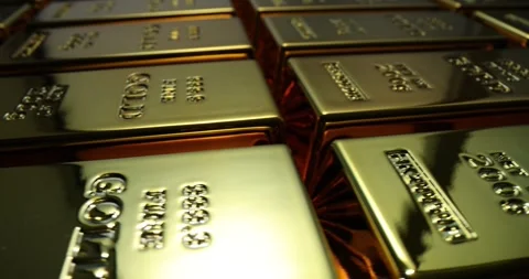 Gold bars with special marks reflect lig... | Stock Video | Pond5
