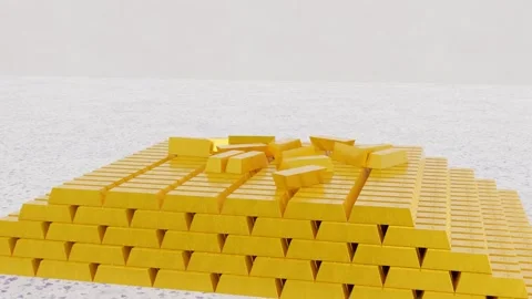 Gold Bars Stack, 3D Animation, Spinning | Stock Video | Pond5