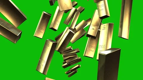 Gold bars thrown towards the camera on g... | Stock Video | Pond5