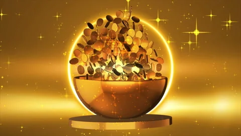 Gold Bowl Background Contains pile of Go... | Stock Video | Pond5