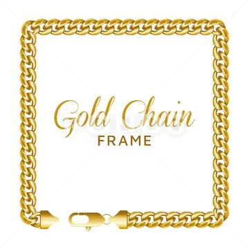Gold chain square border frame. Rectangle wreath shape. ~ Clip Art ...
