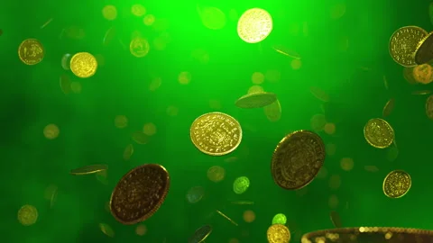 Gold Coin In Green background | Stock Video | Pond5