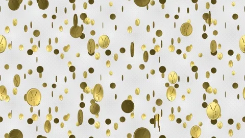 Gold coin Yuan money loop tile falling w... | Stock Video | Pond5