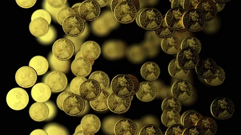 Gold coins falling background loop. | Stock Video | Pond5