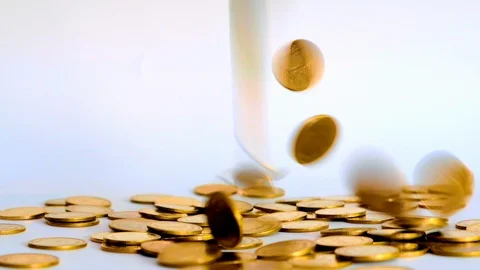Gold Coins Falling With White Background Stock Footage ~ Royalty Free ...
