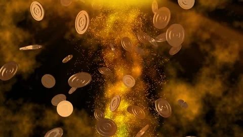 GOLD COINS FALLING WITH ROTATION AND LIG... | Stock Video | Pond5