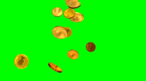 Gold Coins, Money Fall on green screen | Stock Video | Pond5
