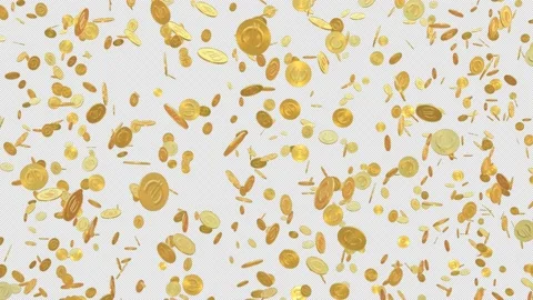 Gold coins rain - 3d render looped with ... | Stock Video | Pond5