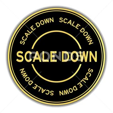 Gold color scale down word round sticker on white background: Royalty ...