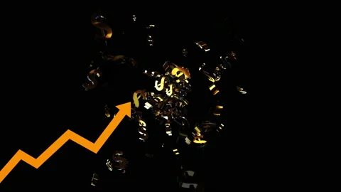 gold dollar sign particle with arrow goi... | Stock Video | Pond5