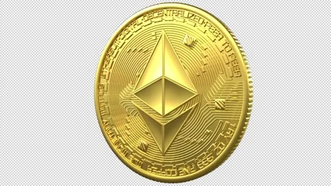 Gold ethereum coin rotating - 3d render ... | Stock Video | Pond5