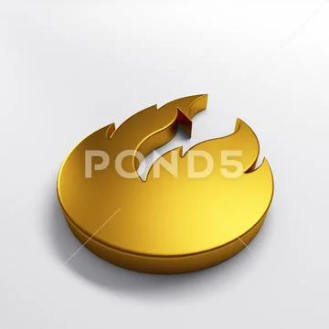 Gold fire flame with negative space. 3D render illustration ...