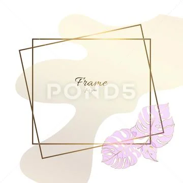 Gold frame. Invitation card with gold cast monsters. Gold frame ...