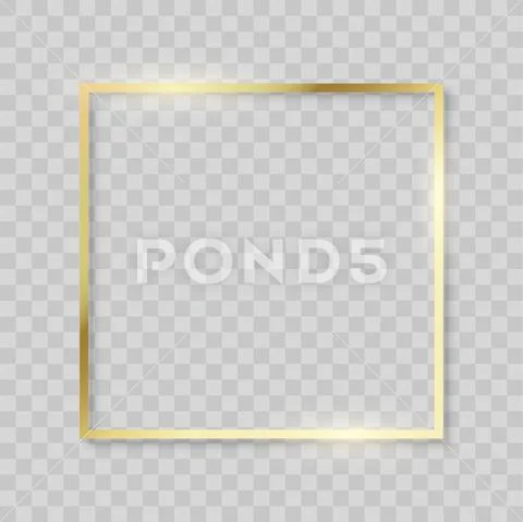 Gold frame, realistic golden texture borders. Vector shiny square frame ...