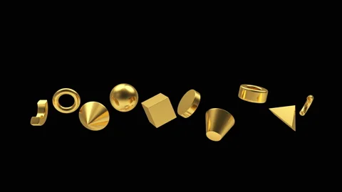 Gold geometric shapes with an alpha chan... | Stock Video | Pond5