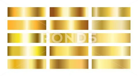 Gold gradient textures collection. Golden foil background set. Copper ...
