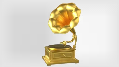 Gold Gramophone - 3d render looped with ... | Stock Video | Pond5