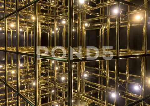 Gold grid on a black background Stock Image ~ #89896106
