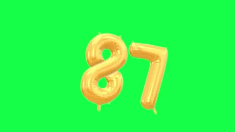 Gold Helium Balloon with Number 87. Alph... | Stock Video | Pond5