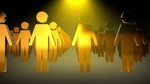 gold human symbol silhouette icon commun... | Stock Video | Pond5