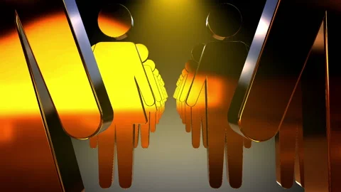 gold human symbol silhouette icon commun... | Stock Video | Pond5