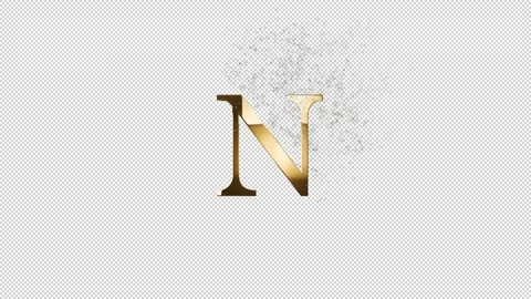 Gold letter N with gold particles and al... | Stock Video | Pond5