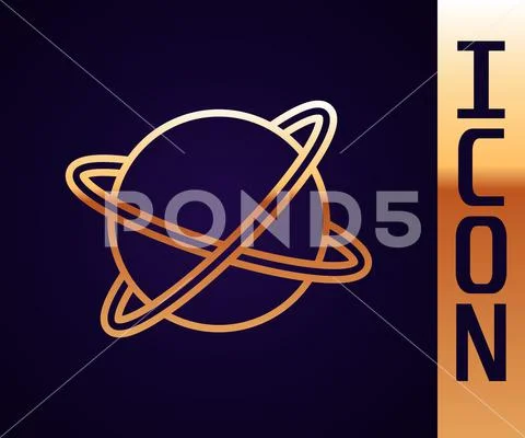 Gold line Artificial satellites orbiting the planet Earth in outer ...