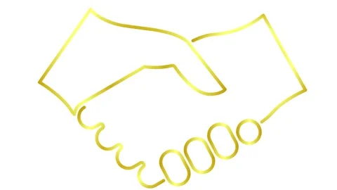 gold line handshake icon drawn white | Stock Video | Pond5