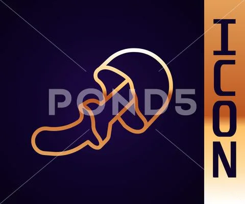 Gold line Psilocybin mushroom icon isolated on black background ...