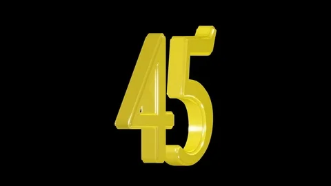 Gold number 45 isolated on alpha channel... | Stock Video | Pond5