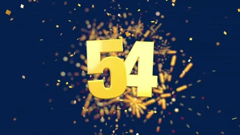 Gold number 54 in the foreground with go... | Stock Video | Pond5