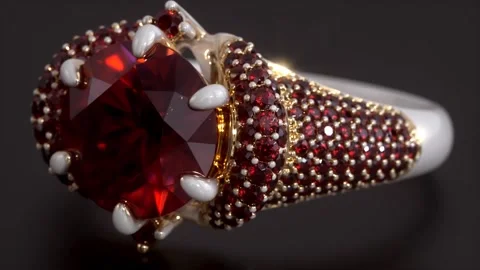 Gold ring with red gem rotating on black... | Stock Video | Pond5