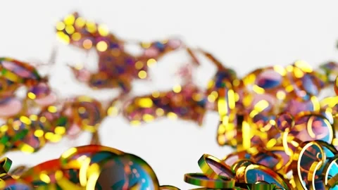 gold rings of different sizes fly on a w... | Stock Video | Pond5