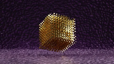 Gold Rotating Futuristic Cube Animation | Stock Video | Pond5