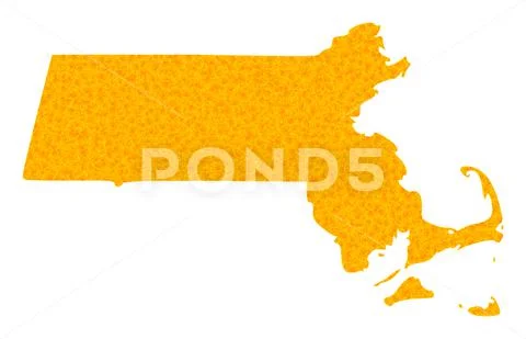 Gold Vector Map of Massachusetts State Illustration #168498912