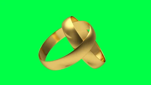 Gold wedding rings on a green screen. 3D... | Stock Video | Pond5